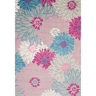 7' x 10' Gray and Pink Tropical Flower Area Rug - 3'6" - Bed Bath ...