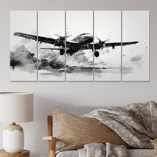 Designart "Expressive Plane Airborne" Transportation Multipanel Canvas ...
