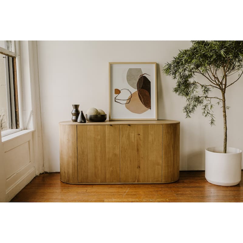 Aurelle Home Tezzi Modern 2-door Solid Oak Rounded Sideboard ...
