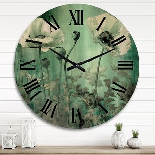 Designart "Emerald Vibrant Poppies III" Poppies Oversized Wood Wall ...