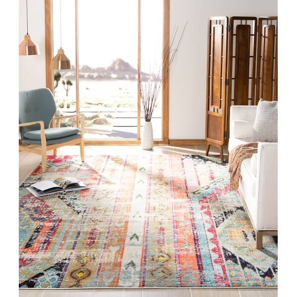 SAFAVIEH Monaco Lumturije Distressed Boho Rug - Multi - 8' x 11' - Bed ...