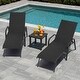 Outdoor Patio Adjustable Back Chaise Lounges Chairs with Arms（Set of 2 ...