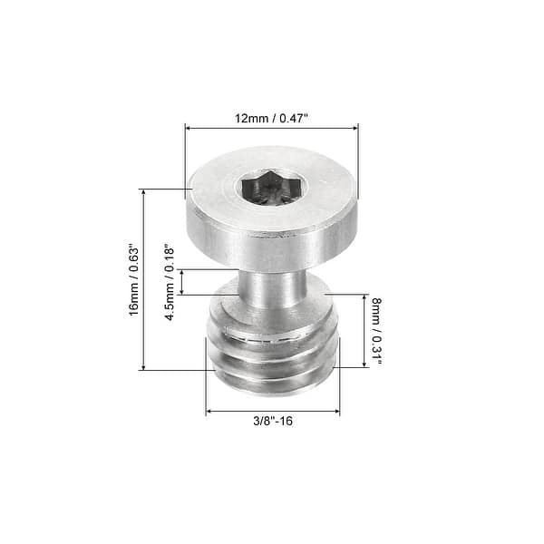 5Pcs 3/8"-16 Thread 13mm Length Camera Fixing Screw Hex Slot Tripod ...