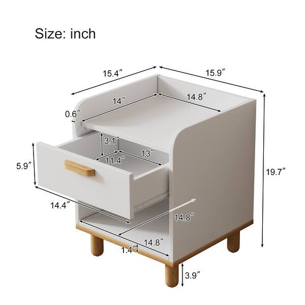 Modern White One Drawer Nightstand with Open Storage Shelf - Bed Bath ...