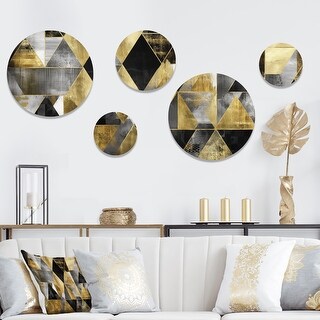 Designart "Gold Geometric Order II" Modern Geometric Metal Wall Art Set ...
