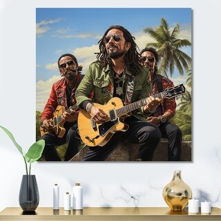 Designart "Caribbean Reggae Vibes" Music Yellow Wall Decor ...