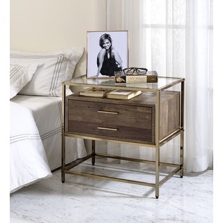 Gavin Walnut and Champagne 2-Drawer Accent Table - Bed Bath & Beyond ...