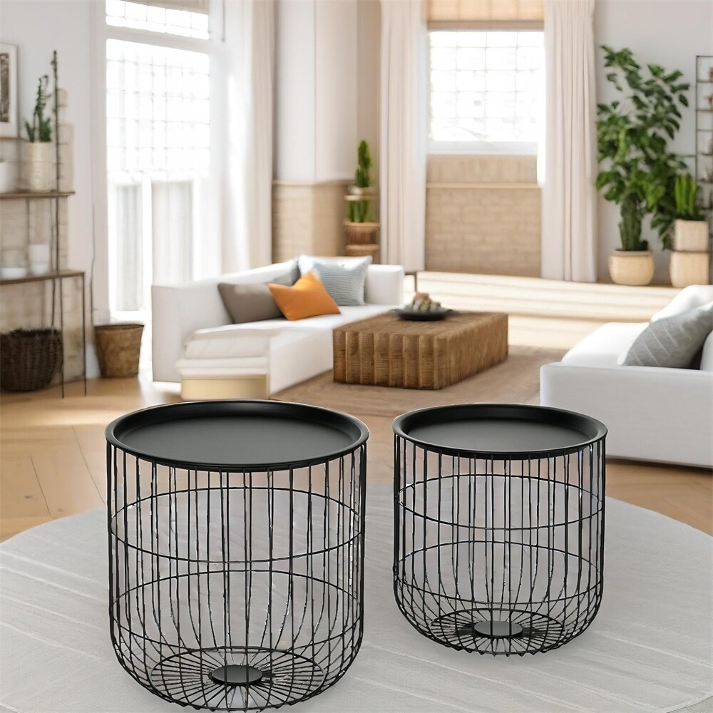 Round coffee table with blanket storage store