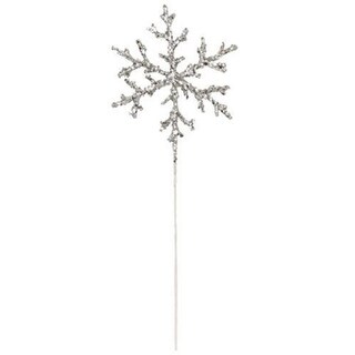 Silver Sparkle Snowflake Pick - White - 7 W x 7 L x 18 H - Bed Bath ...