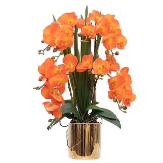 Artificial Orchid Flower Plants Real Touch Faux Orchids in Ceramic Vase ...