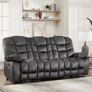 3 Seat Manual Reclining Sofa, Soft Fabric with Padded Headrest, 85 ...