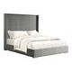 Furniture of America Draper Modern Chenille High Wingback Platform Bed ...