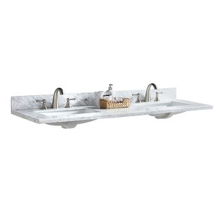 Drop-in Double Sink, Bathroom Sink W/ Marble Countertop & Backsplash ...