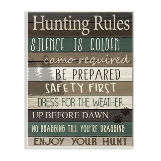 Stupell Cabin Hunting Rules Rustic Charm Brown Green Wood Wall Art ...