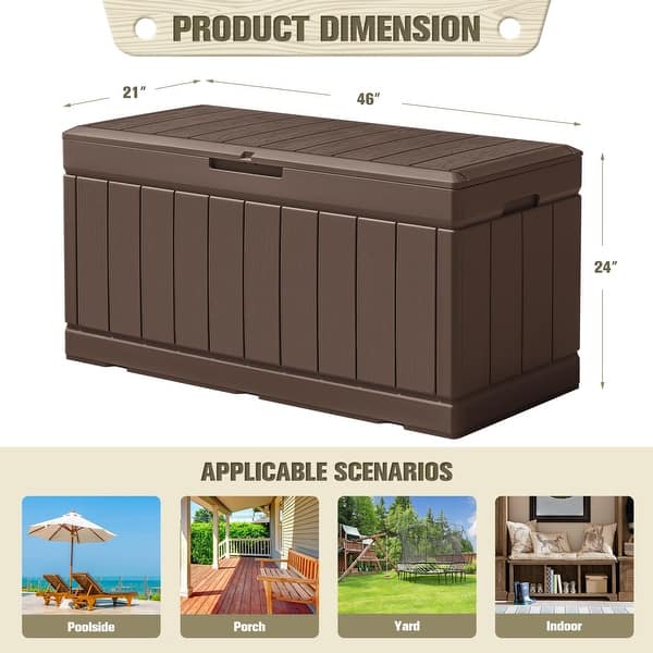 Outdoor Storage Box 85 Gallon Resin Waterproof Deck Box with Wood ...