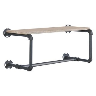 Wooden Wall Rack with Tubular Metal Frame, Brown and Black - Bed Bath ...