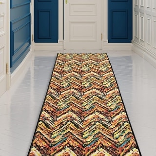 Custom Size Zigzag Design Multicolor Rubber Backed Non-Slip Hallway ...