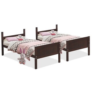Wooden Twin Over Twin Bunk Beds Convertable 2 Individual Twin Beds ...