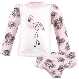 Hudson Baby Infant Girl Swim Rashguard Set, Floral Flamingo - Bed Bath ...