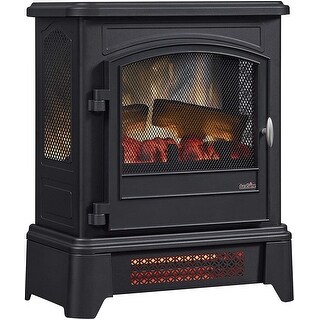 Electric Infrared 3D Freestanding Stove with Pedestal Base, Black - Bed ...