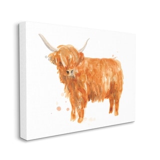 Stupell Shaggy Country Cattle Orange Yak Soft Tones Canvas Wall Art ...