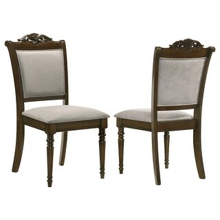 Ross Dining Chair Set of 2, Gray, Classic Turned Legs, Chestnut Brown ...