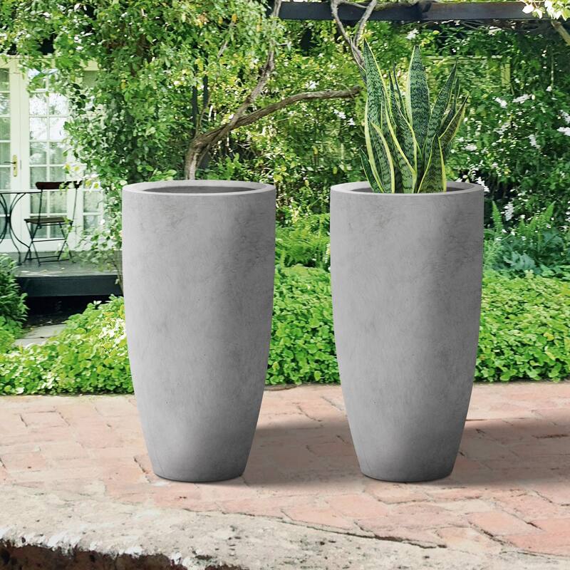 Plantara 24" H Tall Raw Concrete planter(Set of 2), Large Outdoor Plant ...