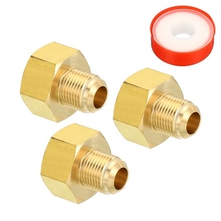 3pcs Brass Flare Tube Fitting, Pipe Fitting Reducer Gas Adapter - 1/2 ...