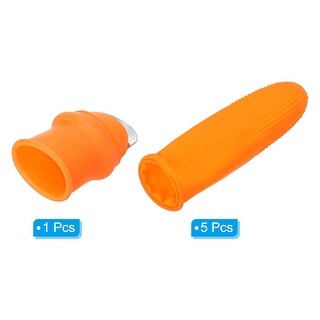 1 Set Large Silicone Thumb Knife with 5Pcs Finger Sleeves for Plant ...