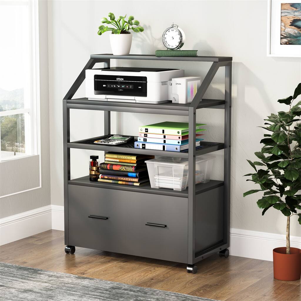 Drawer Lateral File Cabinet Wood Mobile Filing Cabinet - Overstock ...