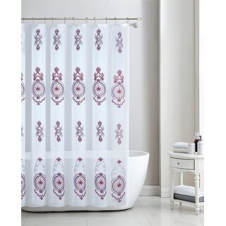Zena Sheer Damask Embroidered Shower Curtain, 70x72 Inches - Bed Bath ...