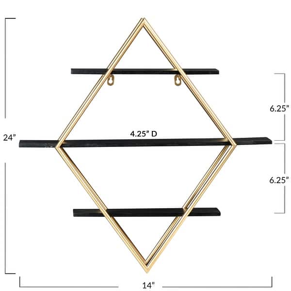 Wood and Iron Diamond Wall Shelf - Bed Bath & Beyond - 35779615