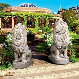 Design Toscano Stately Chateau Lion Sentinel Garden Statues Set of Left ...