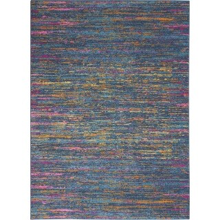 5' x 7' Blue Distressed Striations Area Rug - 3'6" - Bed Bath & Beyond ...