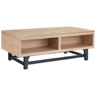 54 Inch Rectangular Coffee Table, Lift Top, Natural Brown Elm Wood ...