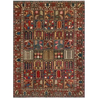 Fine Vintage Bakhtiari Alula Burgundy/Green Rug - 6'9" x 9'10" - Bed ...