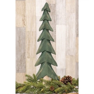 Dark Green Wooden Tree Decor - Rustic Winter Display Accent - Bed Bath ...