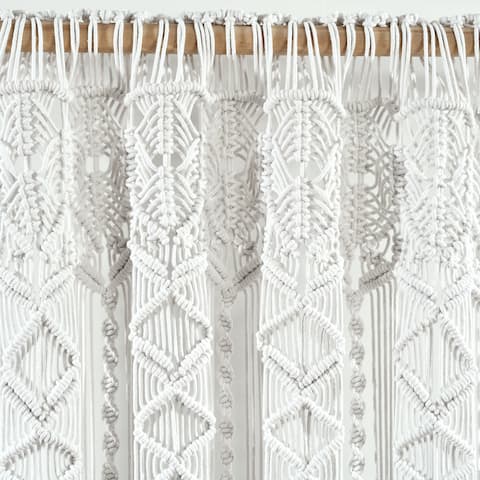 Lush Decor Boho Macrame Textured Cotton Valance/Kitchen Curtain/Wall ...