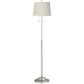 Modern Floor Lamp 66" Tall Brushed Nickel Beige Fabric Drum Shade - 14 ...