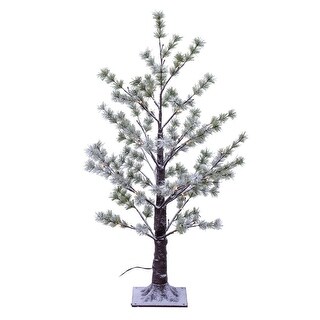Vickerman 3' Green Frosted Mini Pine Twig Tree, Warm White 3mm Wide ...