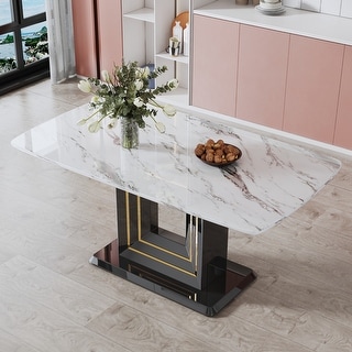 Dining table. Marble Pattern Desktop.MDF Table Legs - Bed Bath & Beyond ...