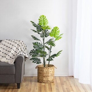 Potted Artificial Monstera Plant - 4' - Two Tone Green - Bed Bath ...