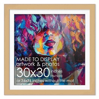 30x30 Frame Natural With White Picture Mat For 30x30 Print - Or 34x34 ...