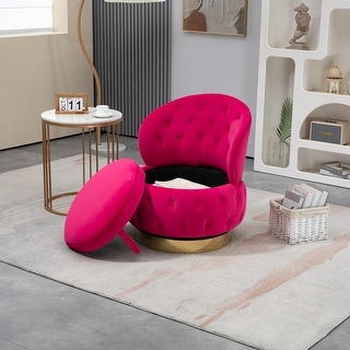 Swivel Chair Round Barrel Chair with Metal Base and Hide Storage Chair ...