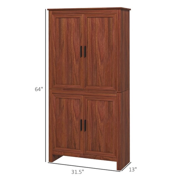 HOMCOM 64" 4-Door Kitchen Pantry, Freestanding Storage Cabinet with 3 ...