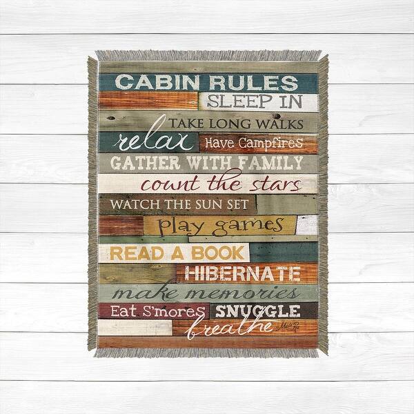 Laural Home Cabin Rules Woven Throw with Fringe Edge - Bed Bath ...