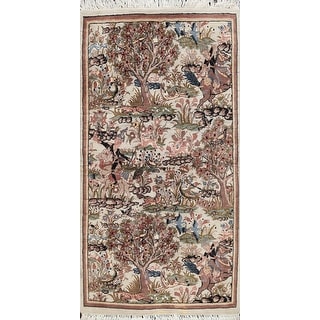 Vintage Hunting Design Pictorial Shahreza Persian Area Rug Handmade - 2 ...