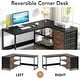 59 inch L Shaped Computer Desk with Storage Drawers for Home Office ...