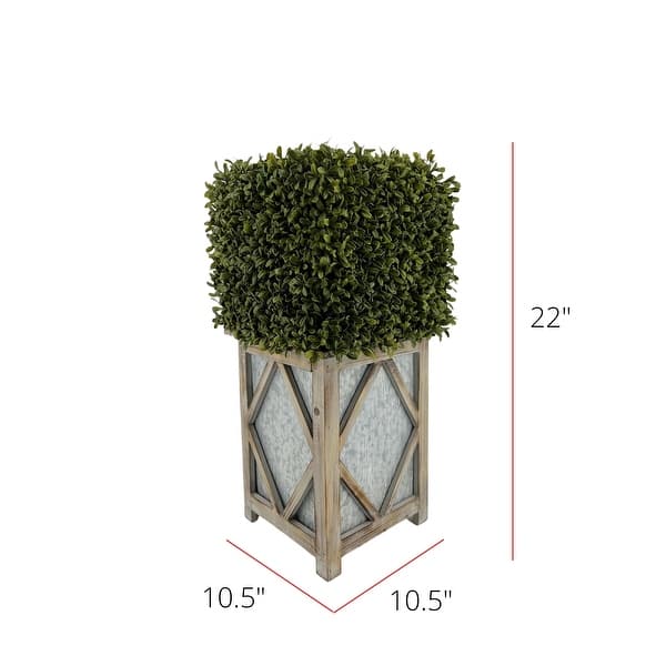 Faux Boxwood Square Topiary in Diamond Stout Wood/ Metal - Bed Bath ...
