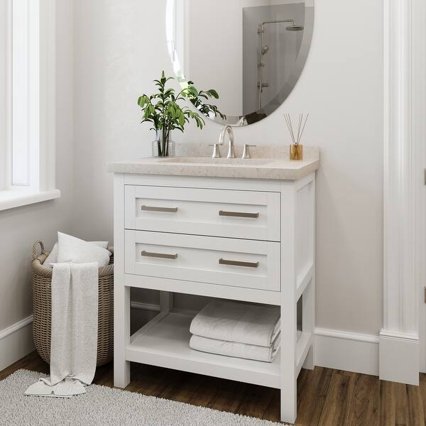 Easton 30 inch White Single Sink Bathroom Vanity - Bed Bath & Beyond ...